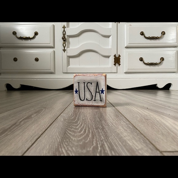Holiday | Rustic Farmhouse Block With Usa On It | Poshmark